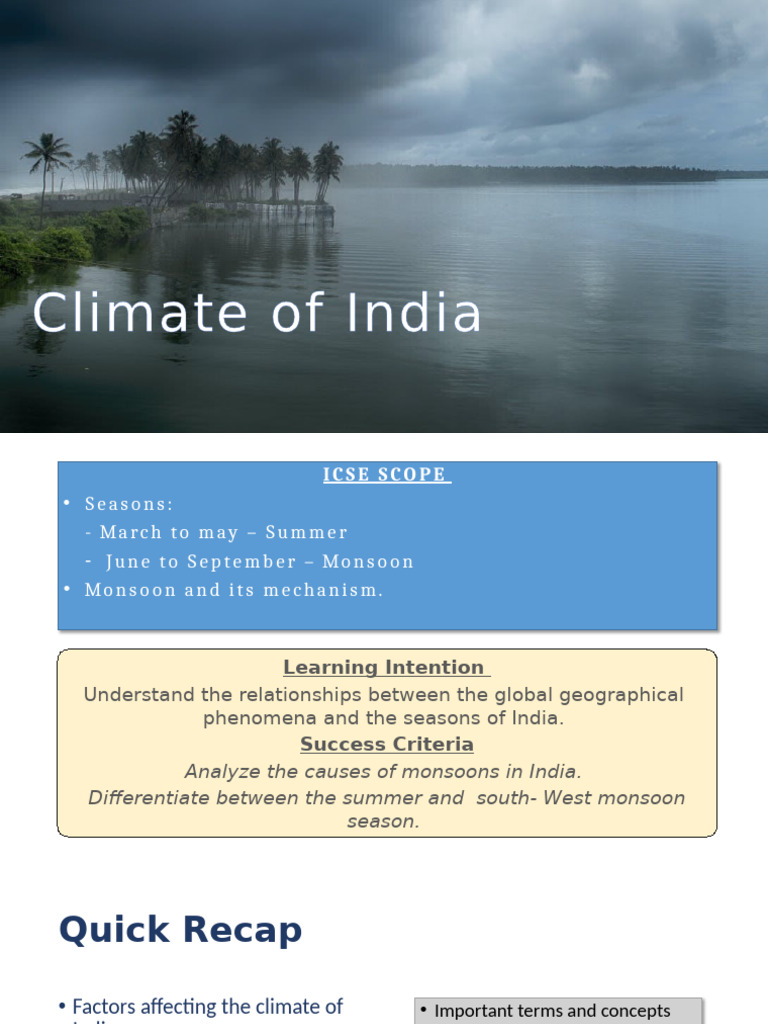 Indian Climate & Monsoon Guide | PDF | Monsoon | Rain