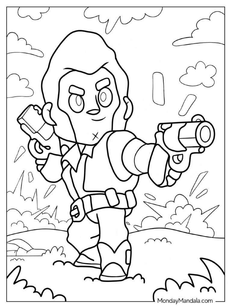 Colt Smirking While Pointing Gun Coloring Page | PDF