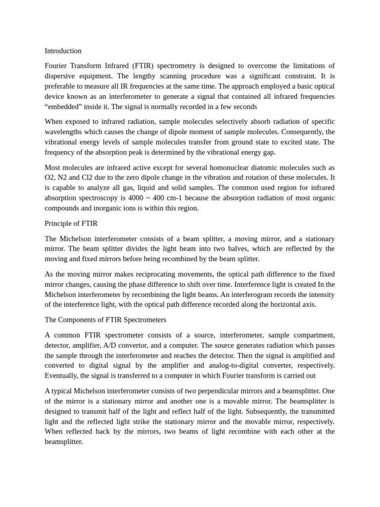 ftir | PDF | Interferometry | Infrared Spectroscopy