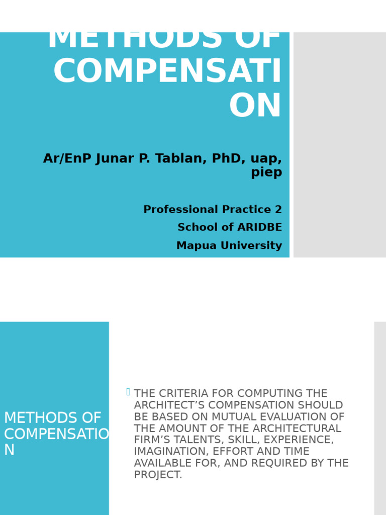 3 - Methods of Compensation | PDF | Architect | Fee