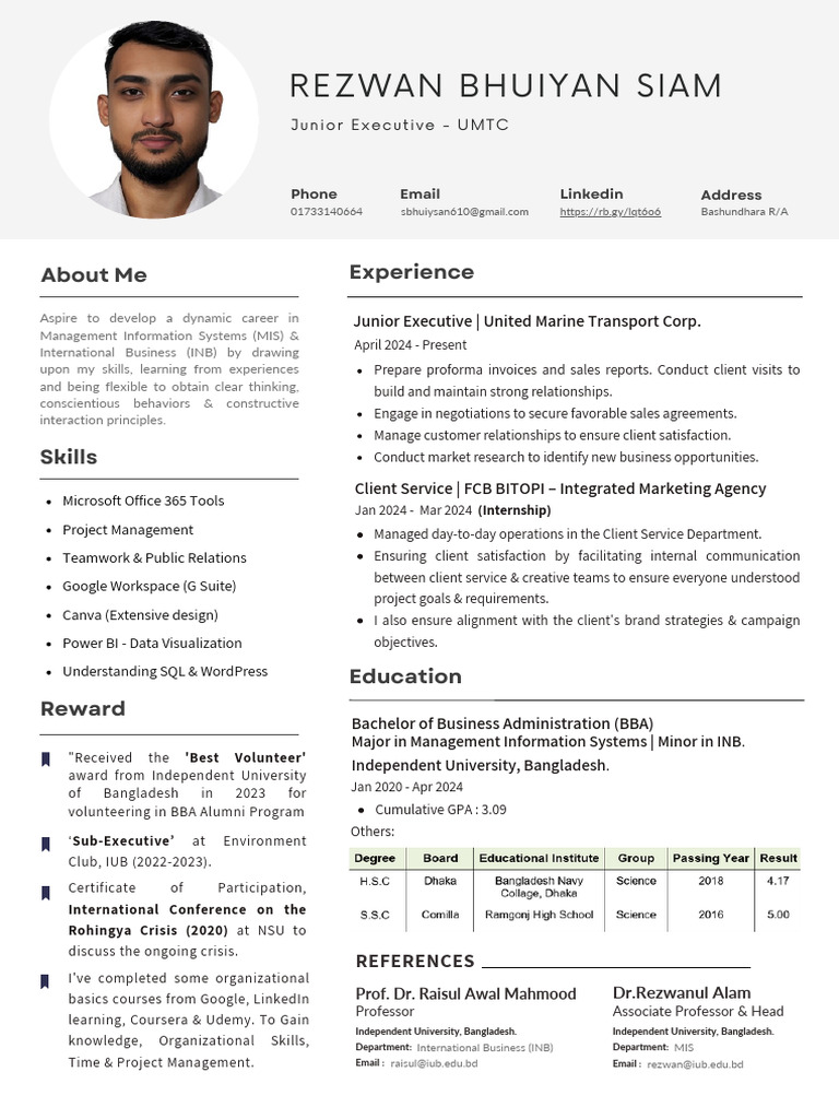 Rezwan Bhuiyan Siam, Resume | PDF | Sales | Business