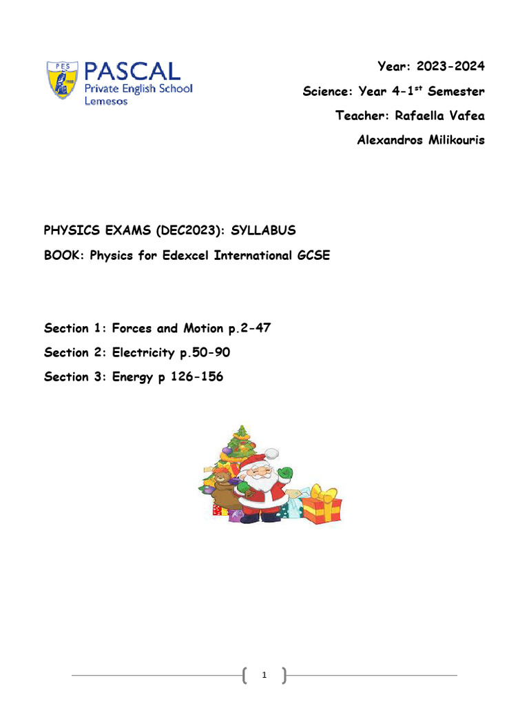 Syllabus 2023-2024 PHYSICS Y4 | PDF