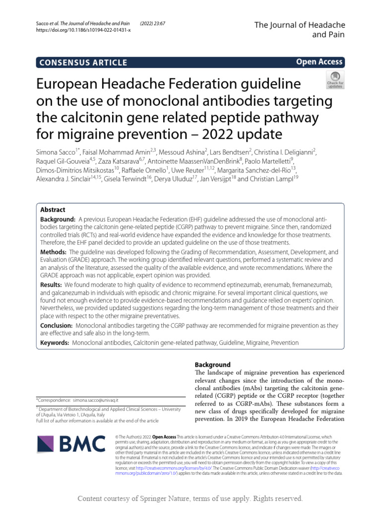 European Headache Federation Guideline On The Use | PDF | Migraine