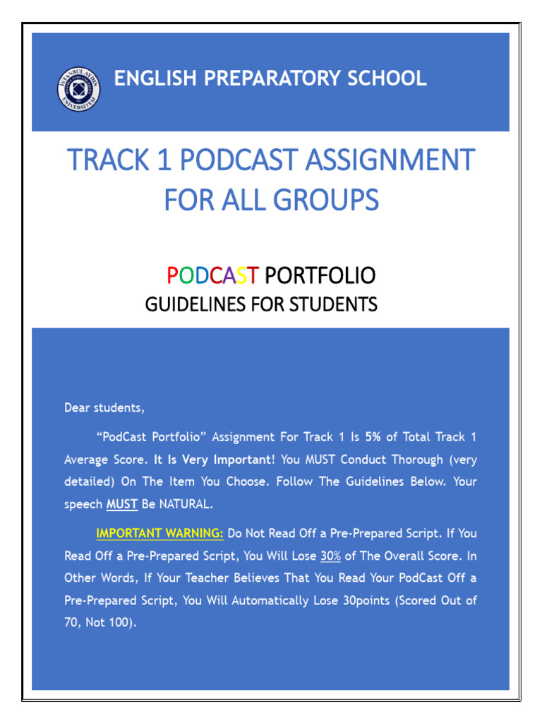 Podcast Portfolio Guidelines For Students - Track 1 - 2024 | PDF | Podcast | Fluency