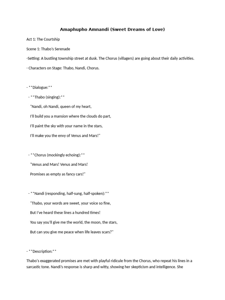 Amaphupho Amnandi (Sweet Dreams of Love) | PDF