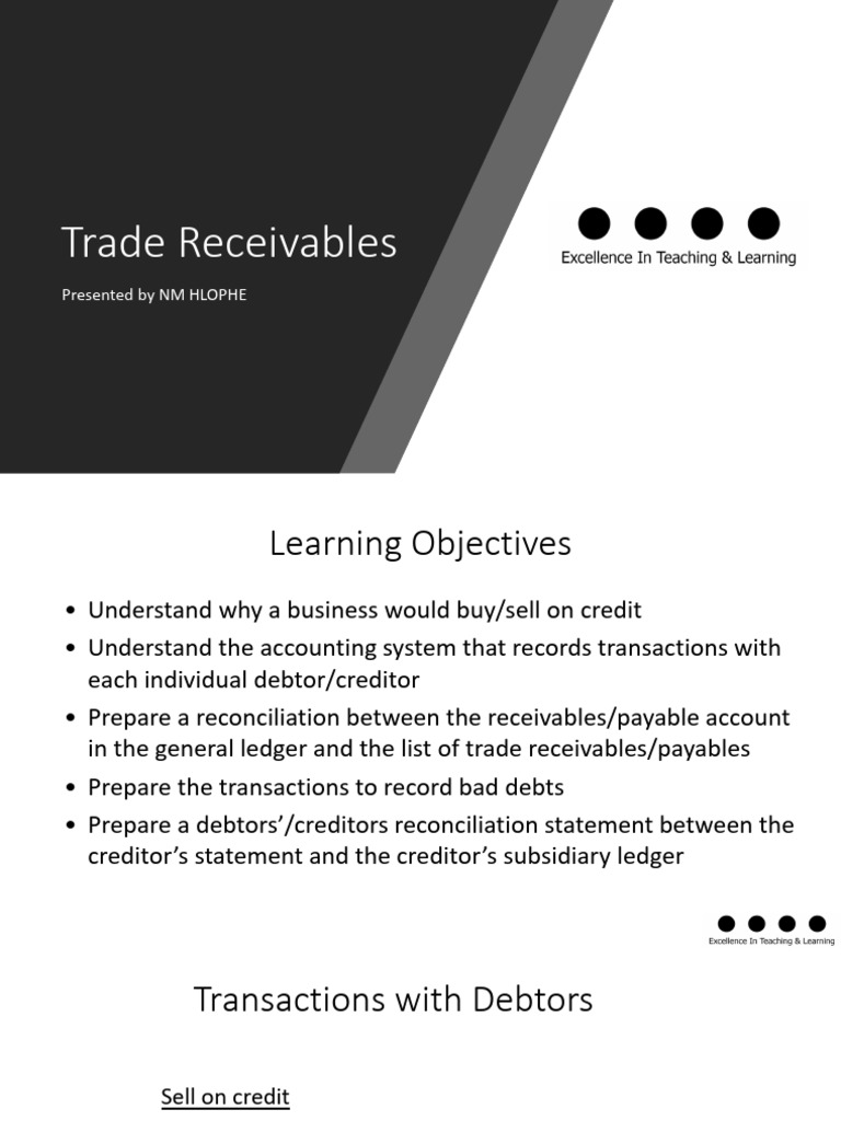 Trade Receivables | PDF | Debits And Credits | Accounting