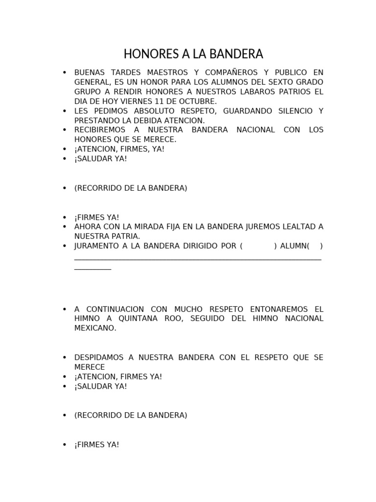 HONORES A LA BANDERA | PDF