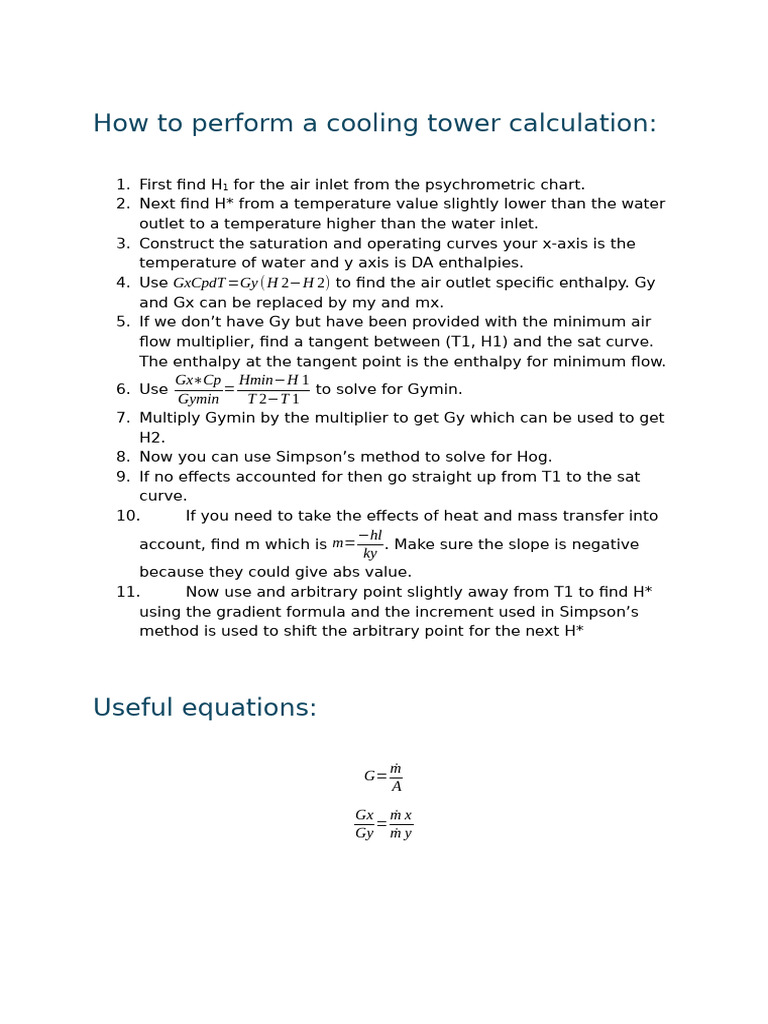 How To Perform A Cooling Tower Calculation | PDF