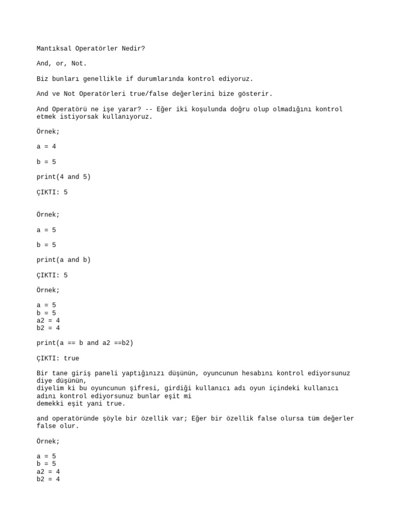 7 - MTA-SA Lua Mantksal Operatorler | PDF