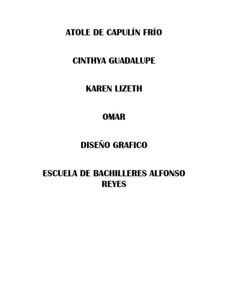 Atole de Capulín Frío | PDF