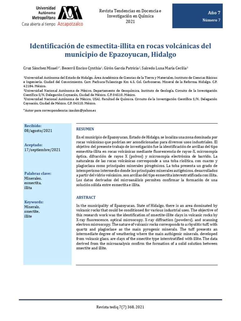 Identificación de illita en rocas volcánicas | PDF | Arcilla | Minerales