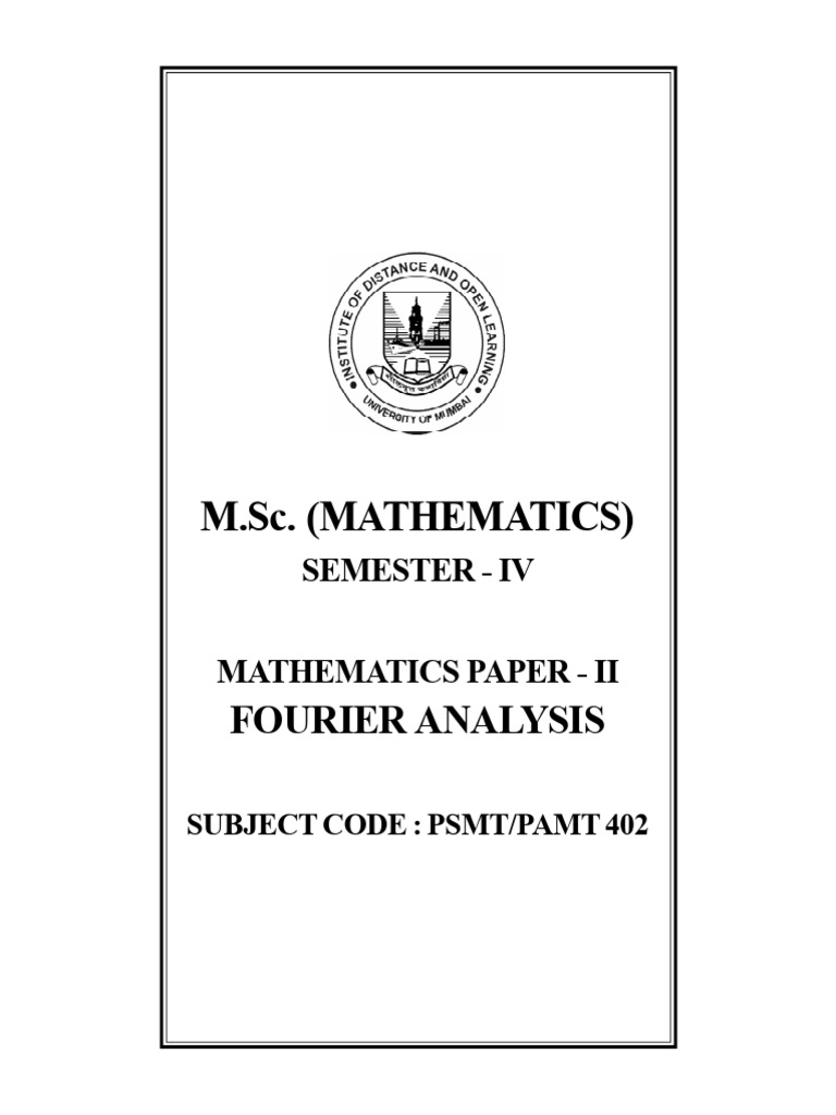 Mathematics Paper II Fourier Analysis | PDF | Fourier Series | Fourier ...
