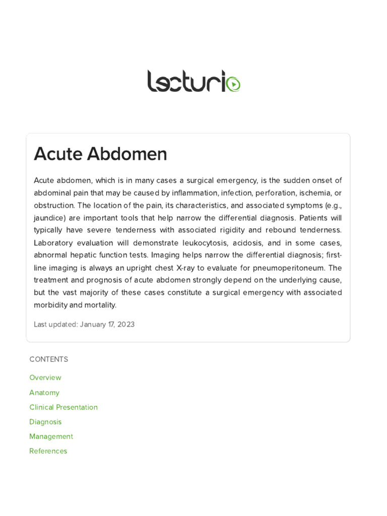 Acute Abdomen | PDF | Abdomen | Peritoneum