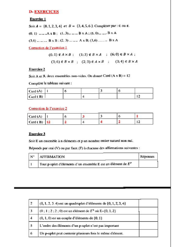Exercices Corrigés Sur Les Dénombrement - 074151 | PDF