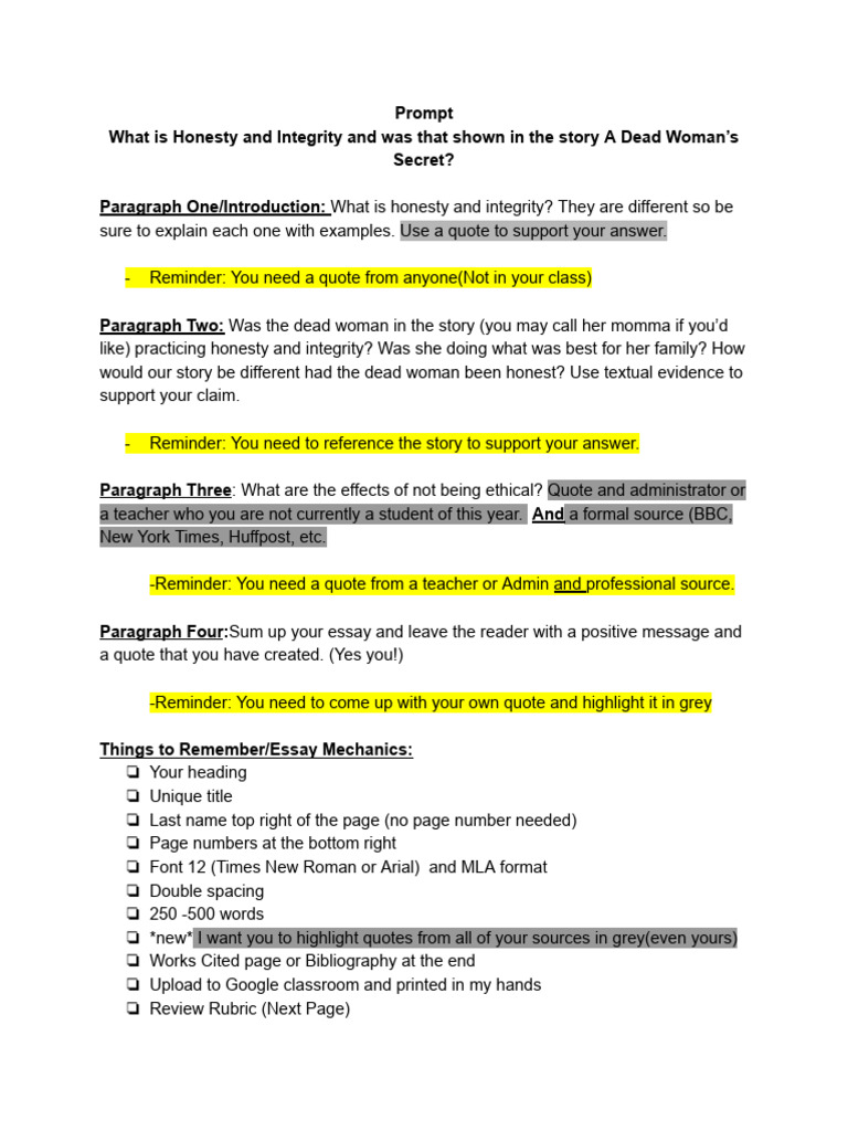 A Dead Woman's Secret Essay | PDF