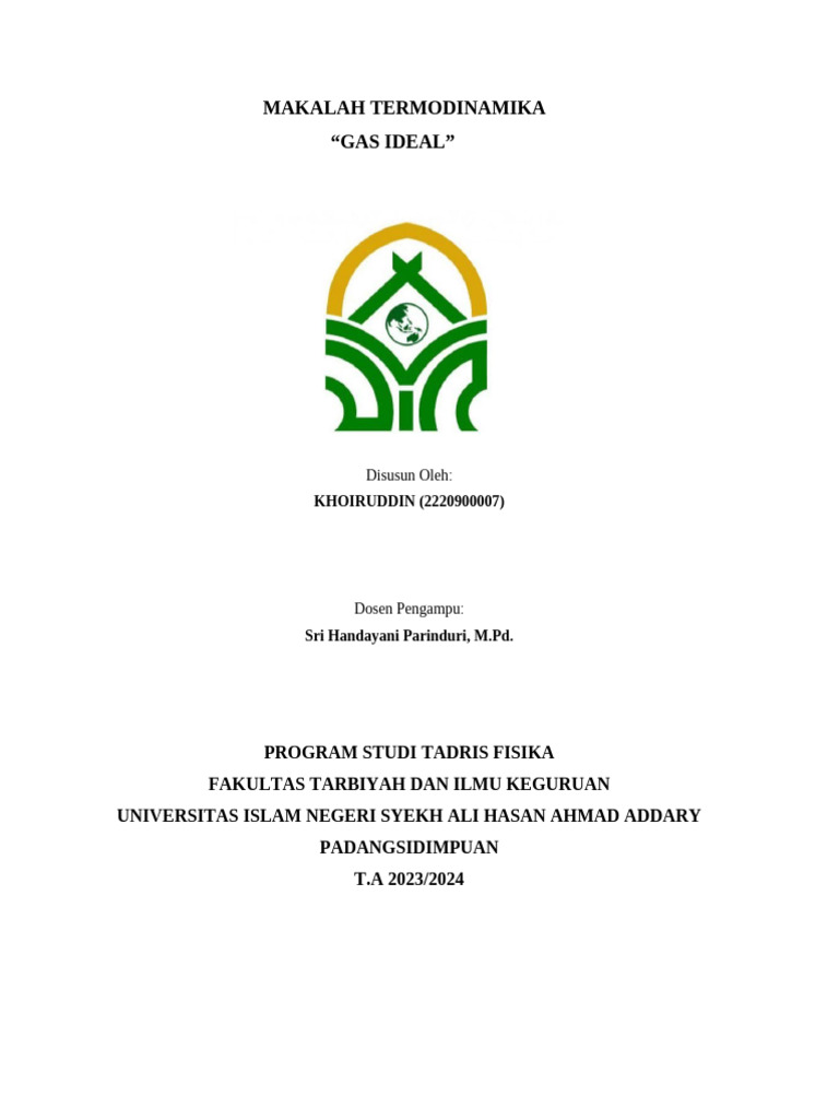 Rumus Gas Ideal dalam Termodinamika | PDF