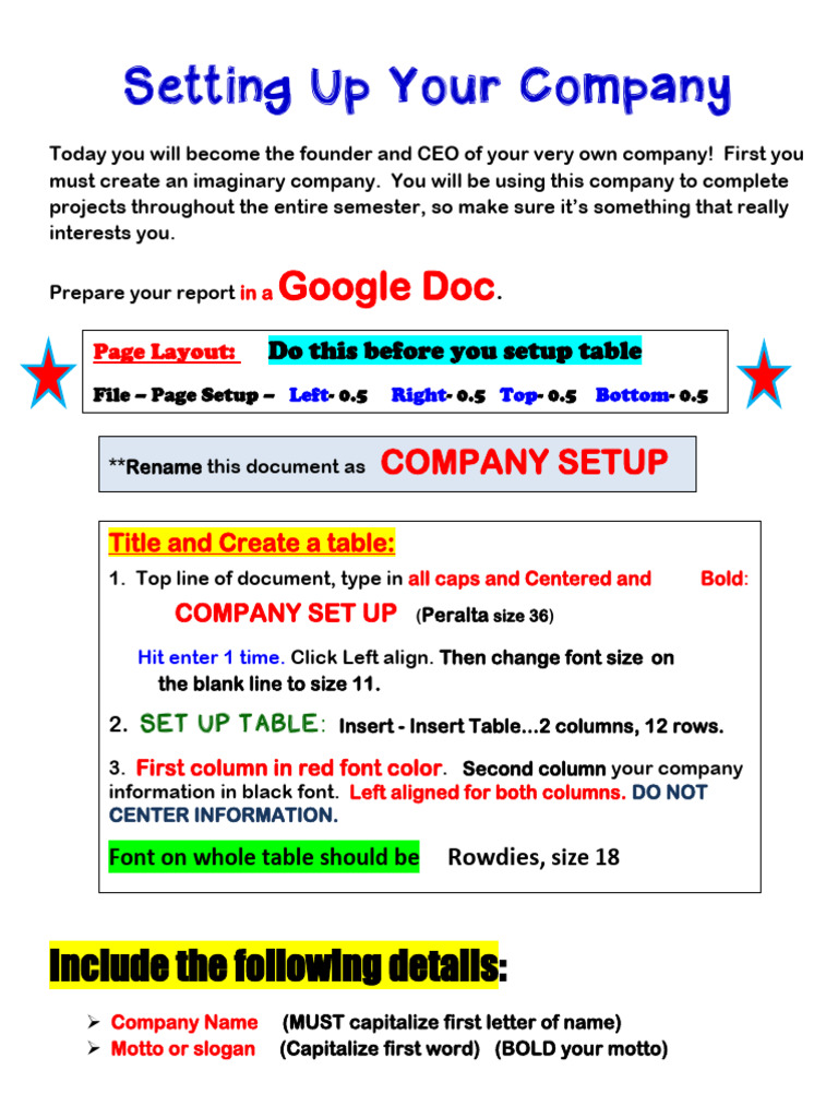 Company Setup Directions 2023 | PDF | Text