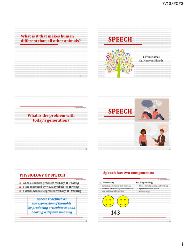 01 Speech 13-07-2023 | PDF | Speech | Aphasia
