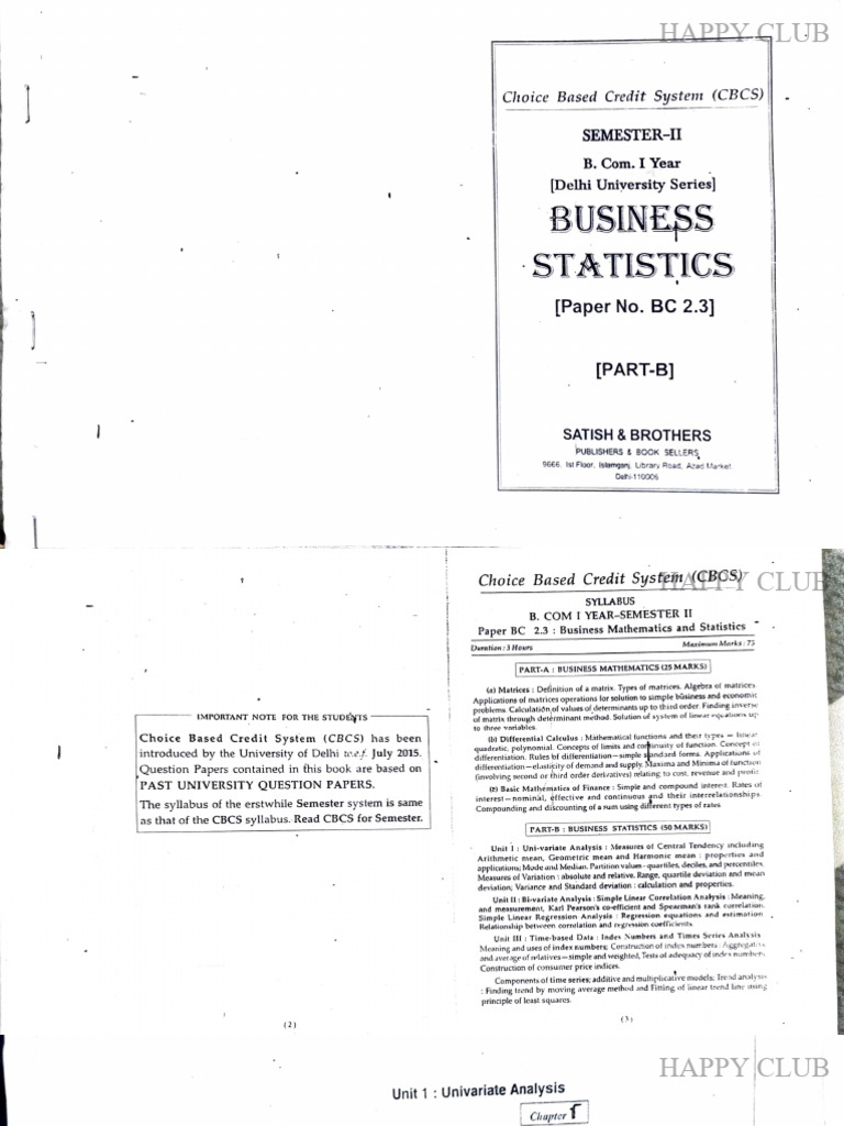 Bcom Prog Business Statistics | PDF