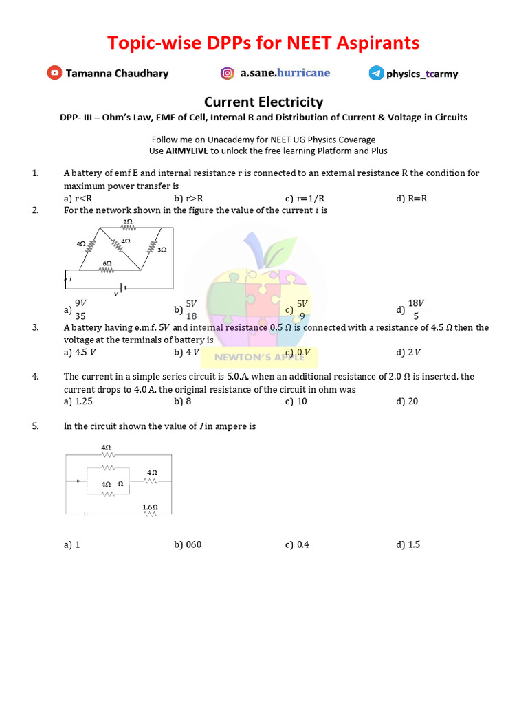 Selected Q - Current Electricity - III | PDF | Voltage | Series And ...