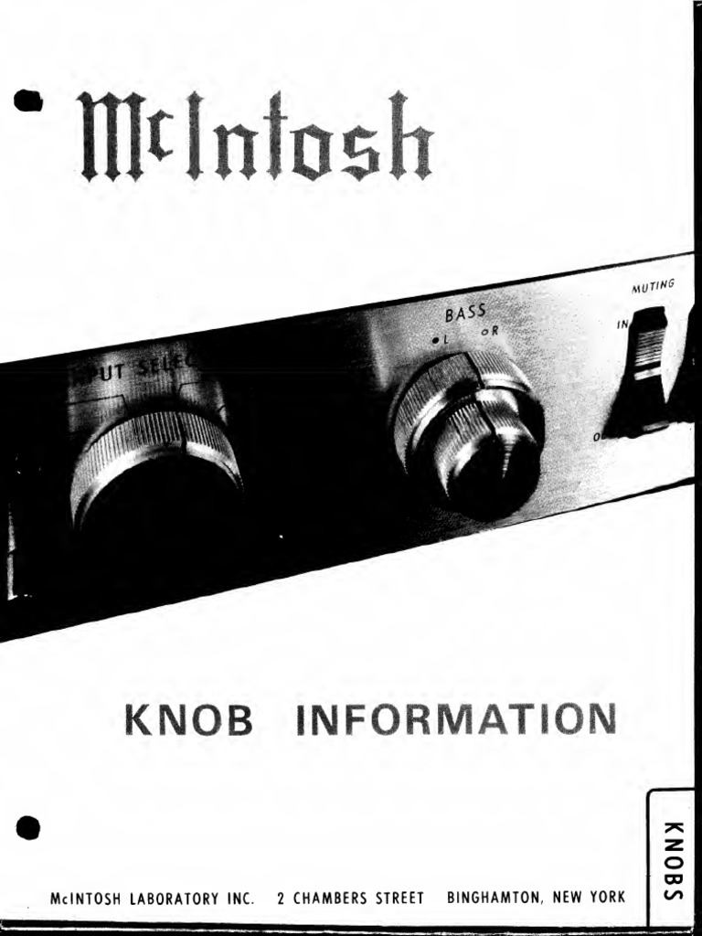 McIntosh Knob Control Functions Guide | PDF | Equalization (Audio ...