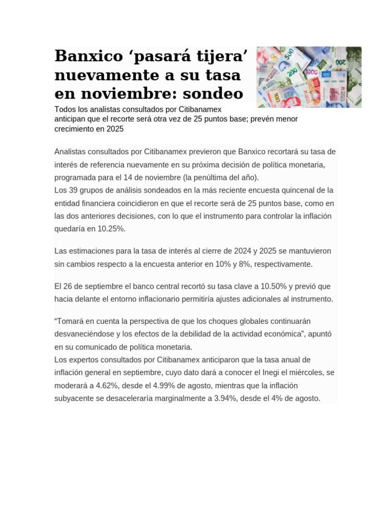 Banxico | PDF | Negocios | Finanzas y dinero