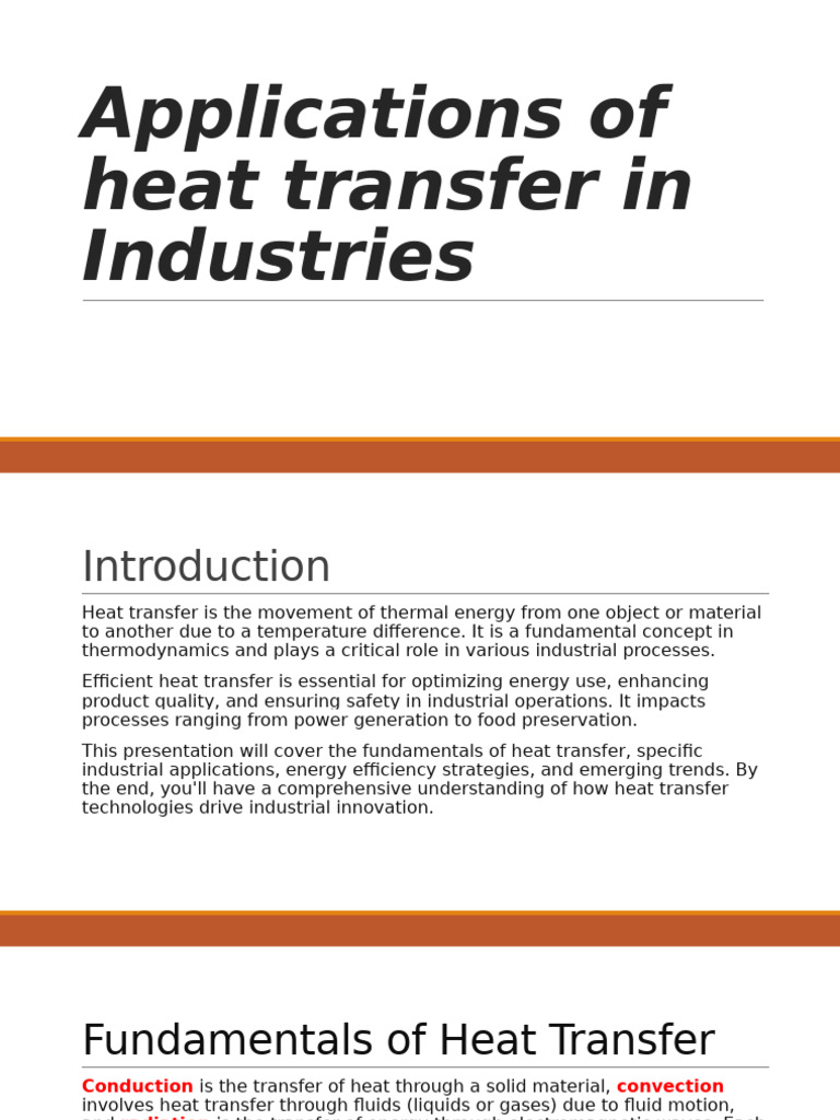 Industrial Heat Transfer Applications | PDF | Heat Transfer | Efficient Energy Use