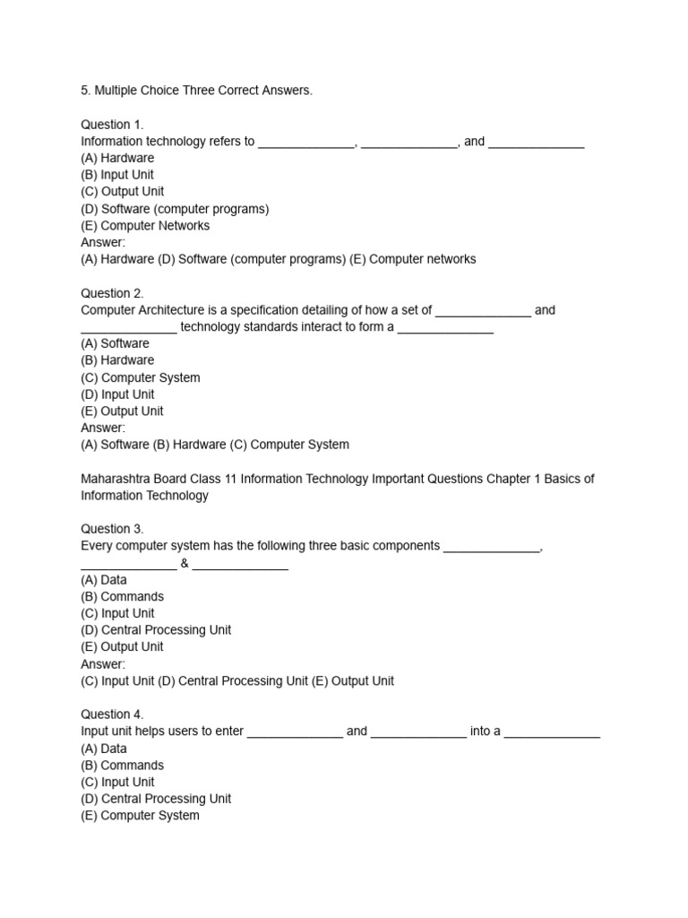 Three correct answers | PDF | Input/Output | Central Processing Unit Three correct answers | PDF | Input/Output | Central Processing Unit