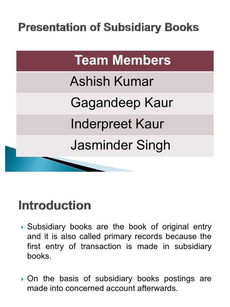 Presentation of Subsidiary Books | PDF | Bookkeeping | Debits And Credits