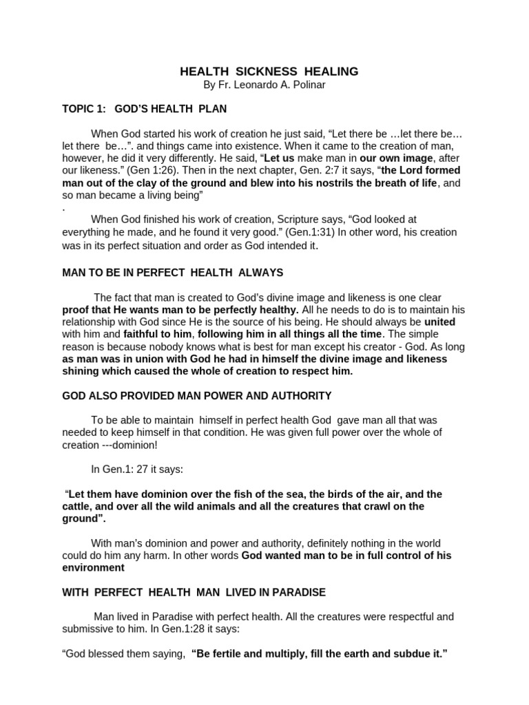 2 Health Sickness Healing | PDF | Jesus | Eucharist