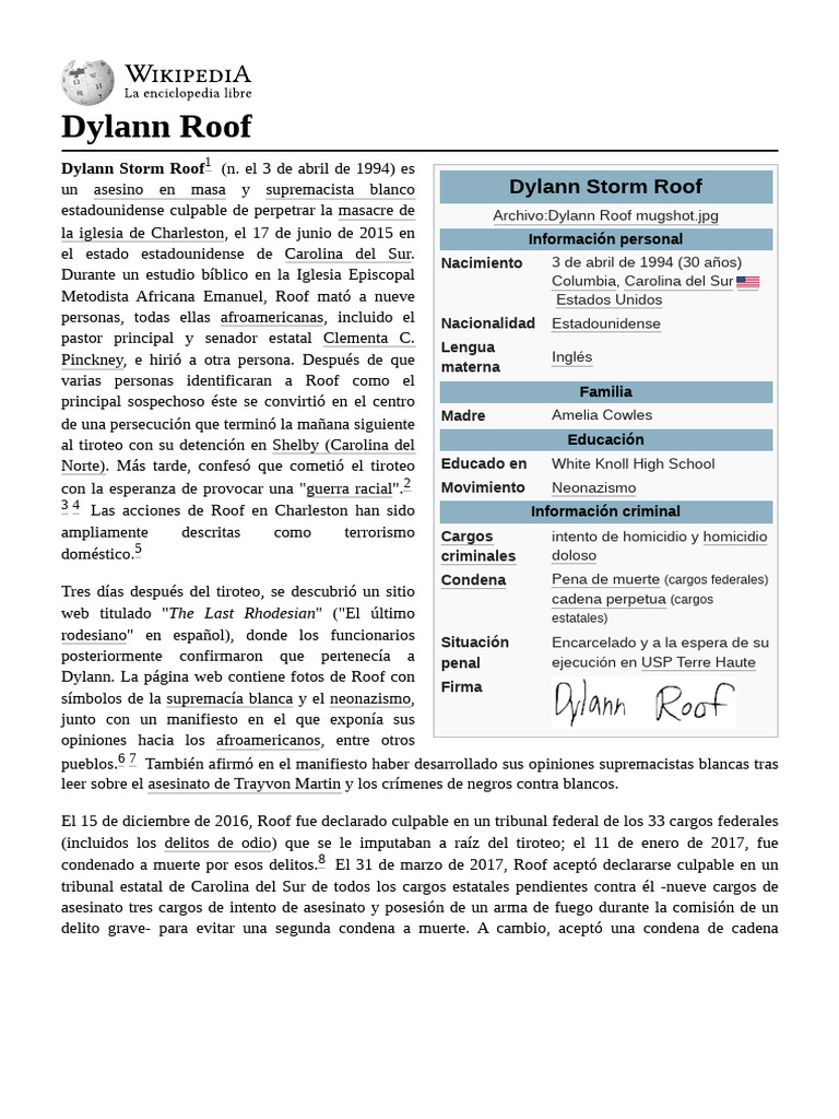 Dylann Roof | PDF | Crímenes | Crimen y violencia