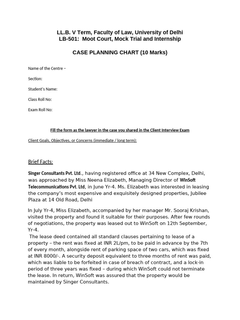 Case Planning Chart Exam 2023 | PDF | Lease | Lawsuit