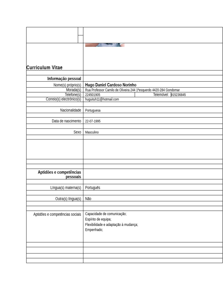 Curriculum Vitae de Hugo Norinho | PDF