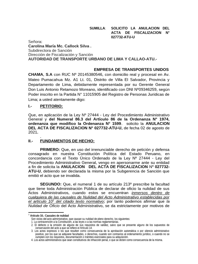 Solicitud de Anulacion Acta N56 | PDF | Nulo (ley) | Justicia
