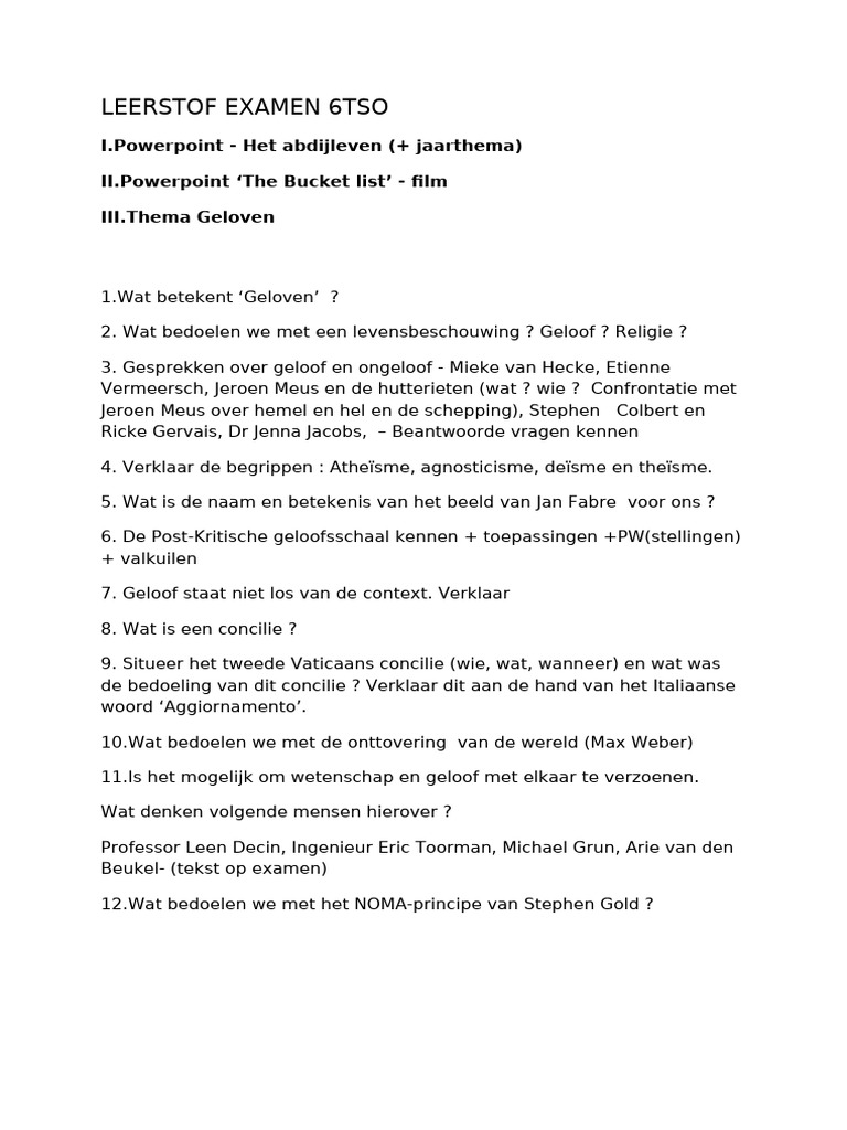 Leerstof Examen 6tso 2020trim 1 | PDF