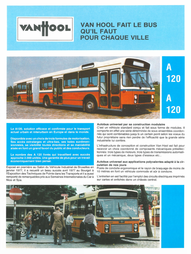 Caractéristiques des bus Van Hool A120 et AG280 | PDF | Autobus | Véhicules