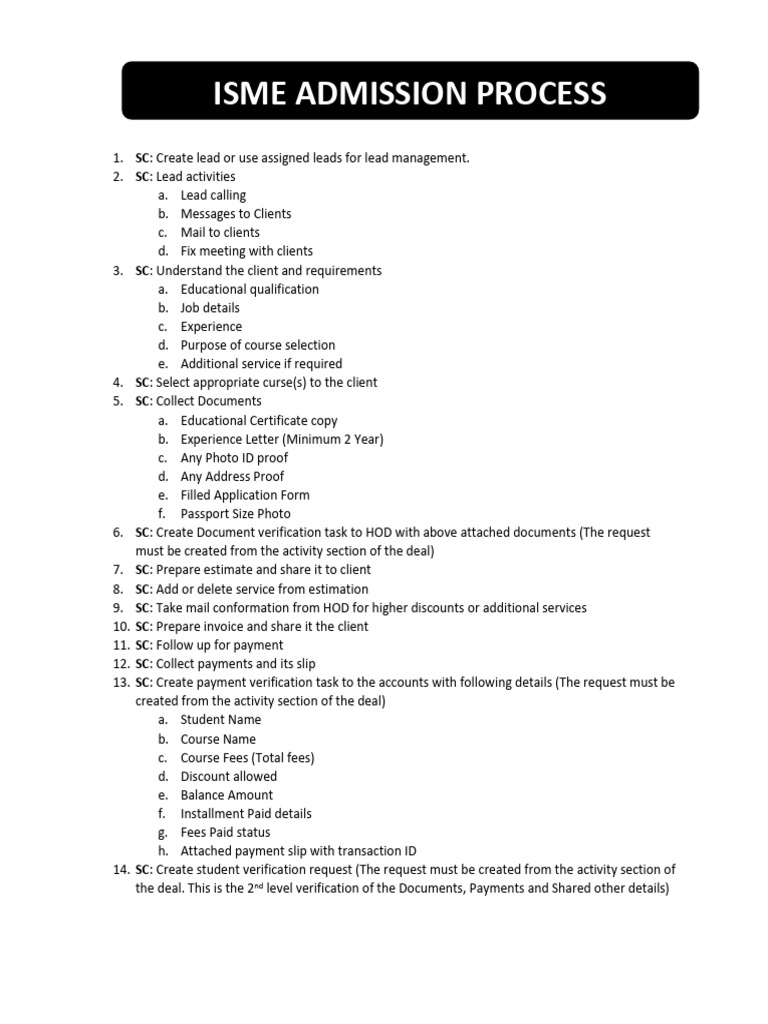 Admission Process | PDF | Career & Growth