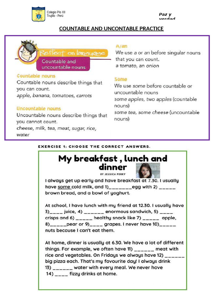 Countable and Uncontable Practice | PDF