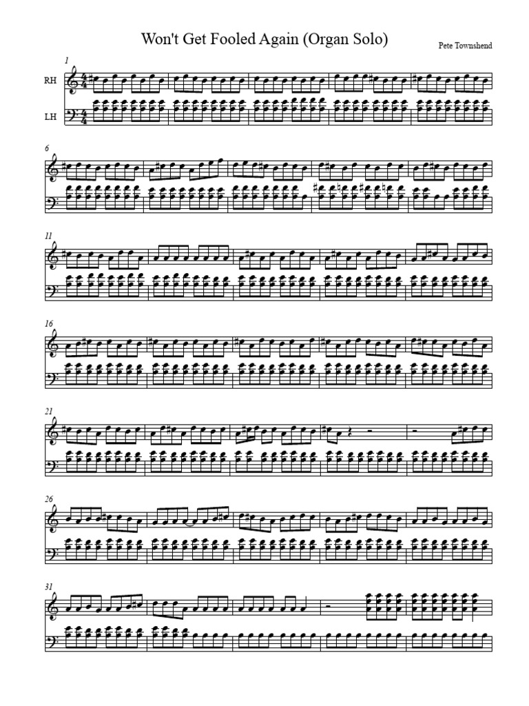 Won't Get Fooled Again (Organ Solo) | PDF