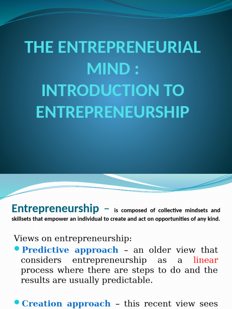 Introduction To Entrepreneurship | PDF | Entrepreneurship | Thought