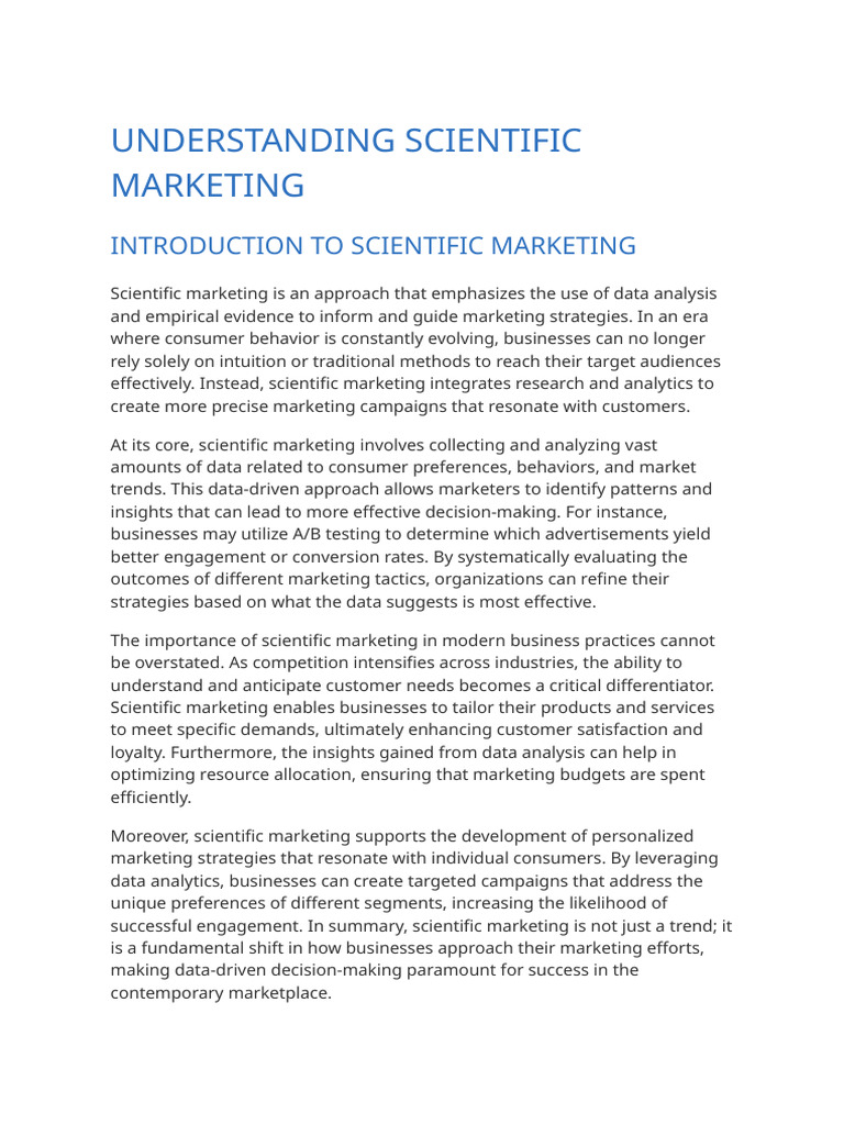 Scientific Marketing Insights and Strategies | PDF | Analytics | Marketing