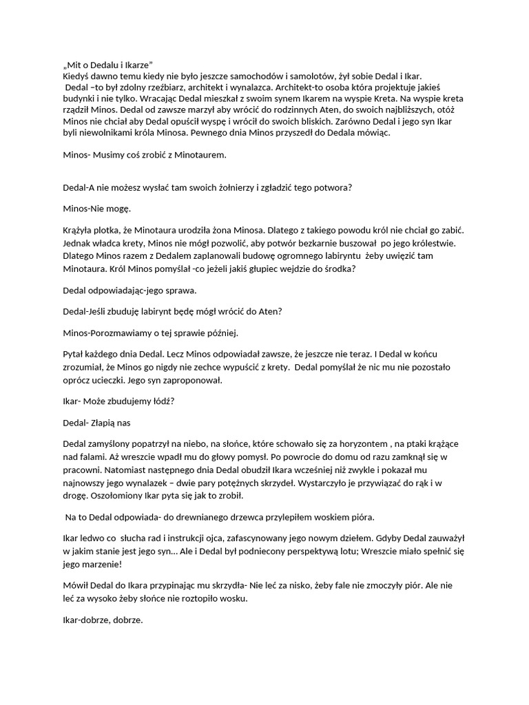 Mit o Dedalu I Ikarze | PDF