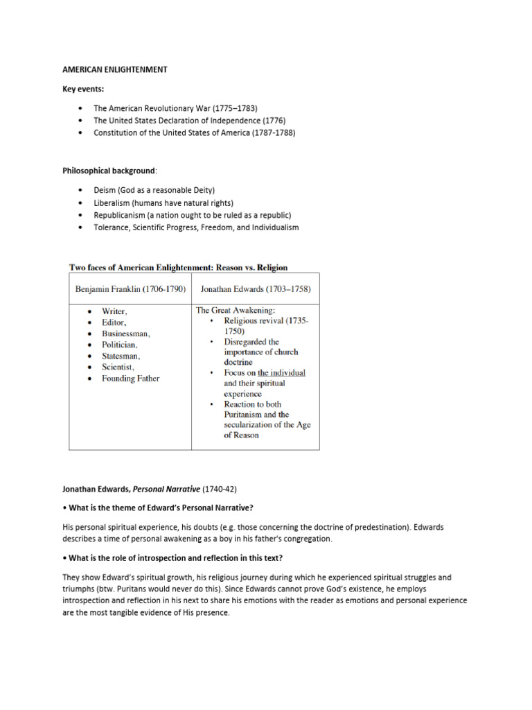 American Enlightenment: Key Figures & Ideas | PDF | Deism | Religious ...