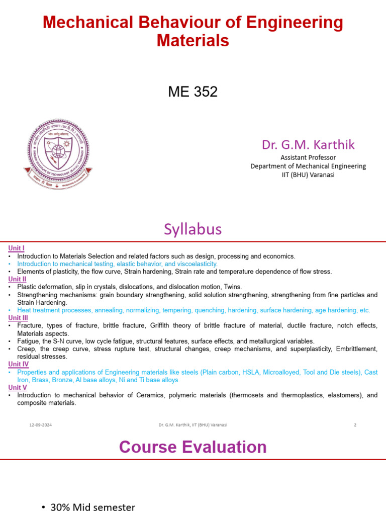 Mech Behavior | PDF | Dislocation | Deformation (Engineering)