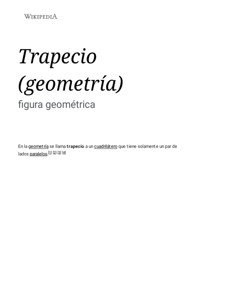 Trapecio (Geometría) - Wikipedia, La Enciclopedia Libre | PDF | Rectángulo | Geometría Elemental