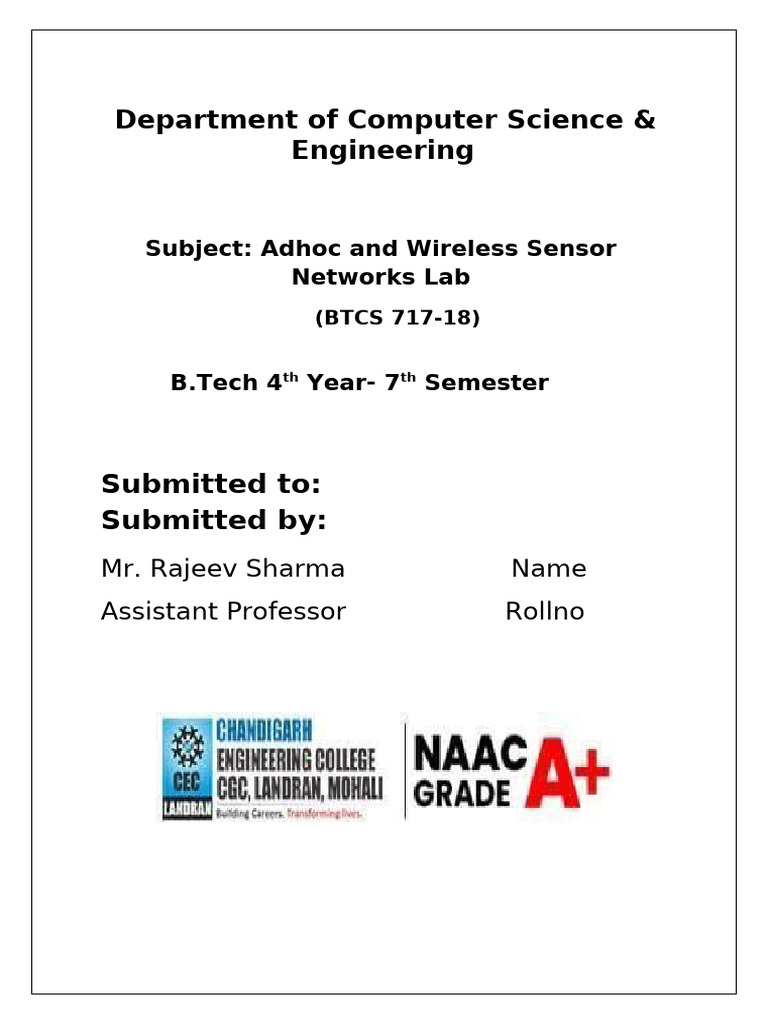 Adhoc and Wireless Sensor Networks File Lab | PDF | Wireless Sensor Network | Monitoring (Medicine)