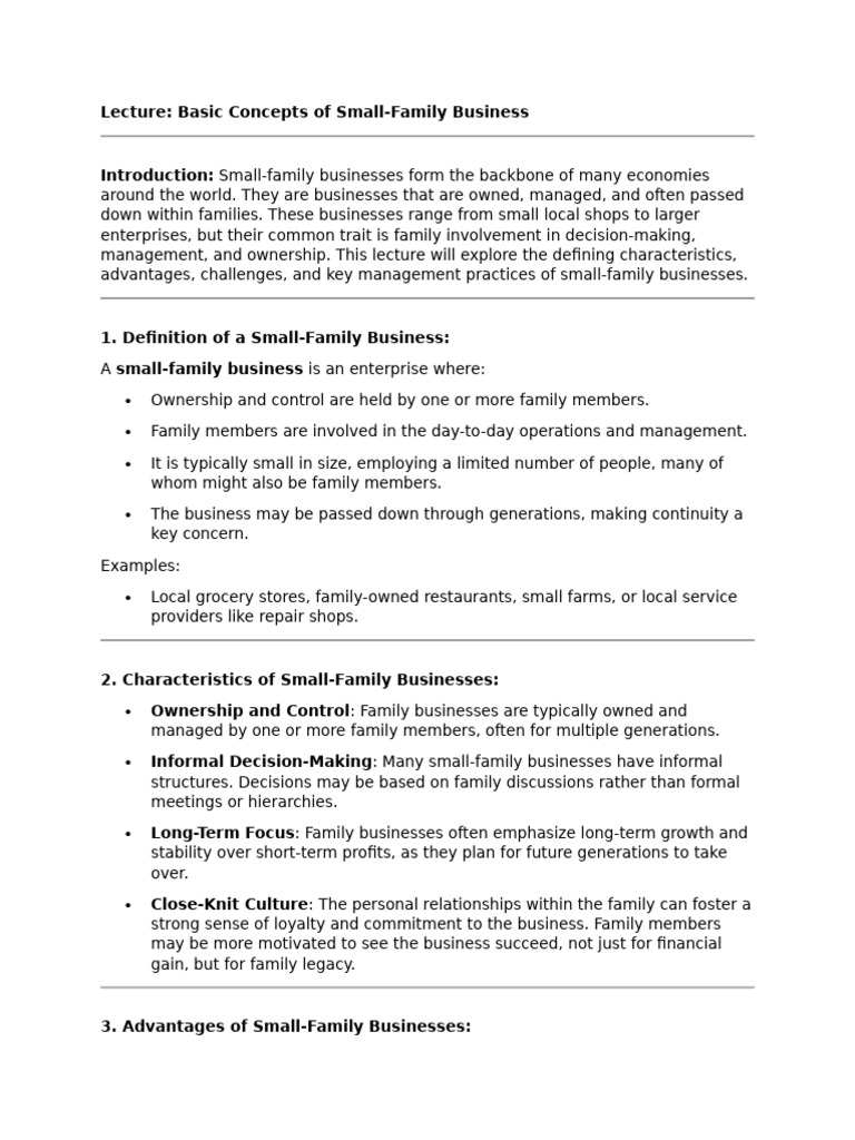 Understanding Small-Family Businesses | PDF | Innovation | Change ...