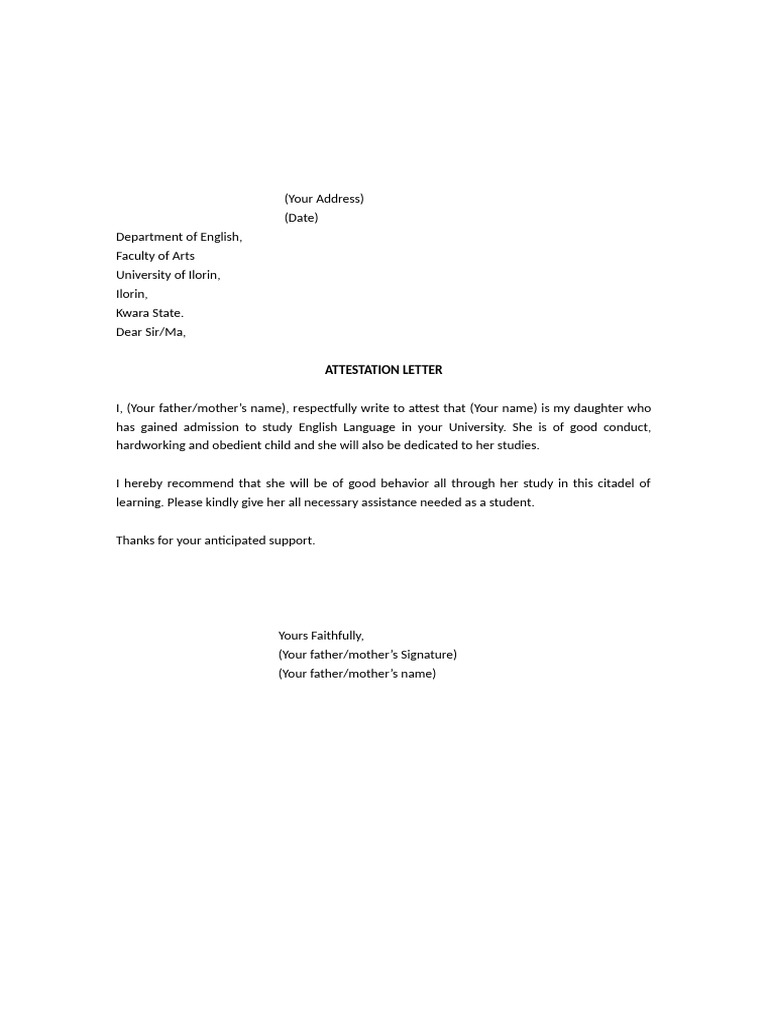 Attestation Letter | PDF