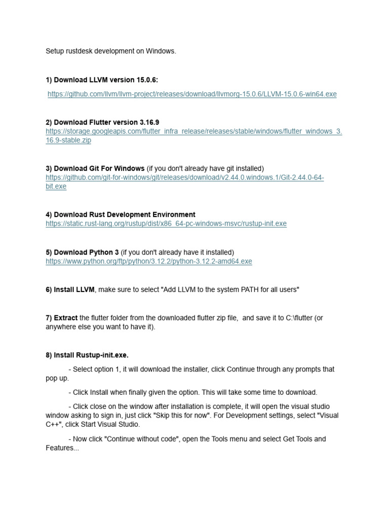 Setup Rustdesk Development On Windows | PDF | Installation (Computer ...