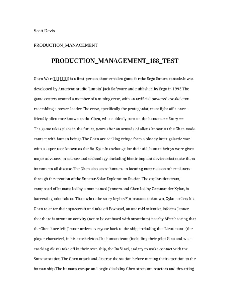 Production Management 188 Test | PDF